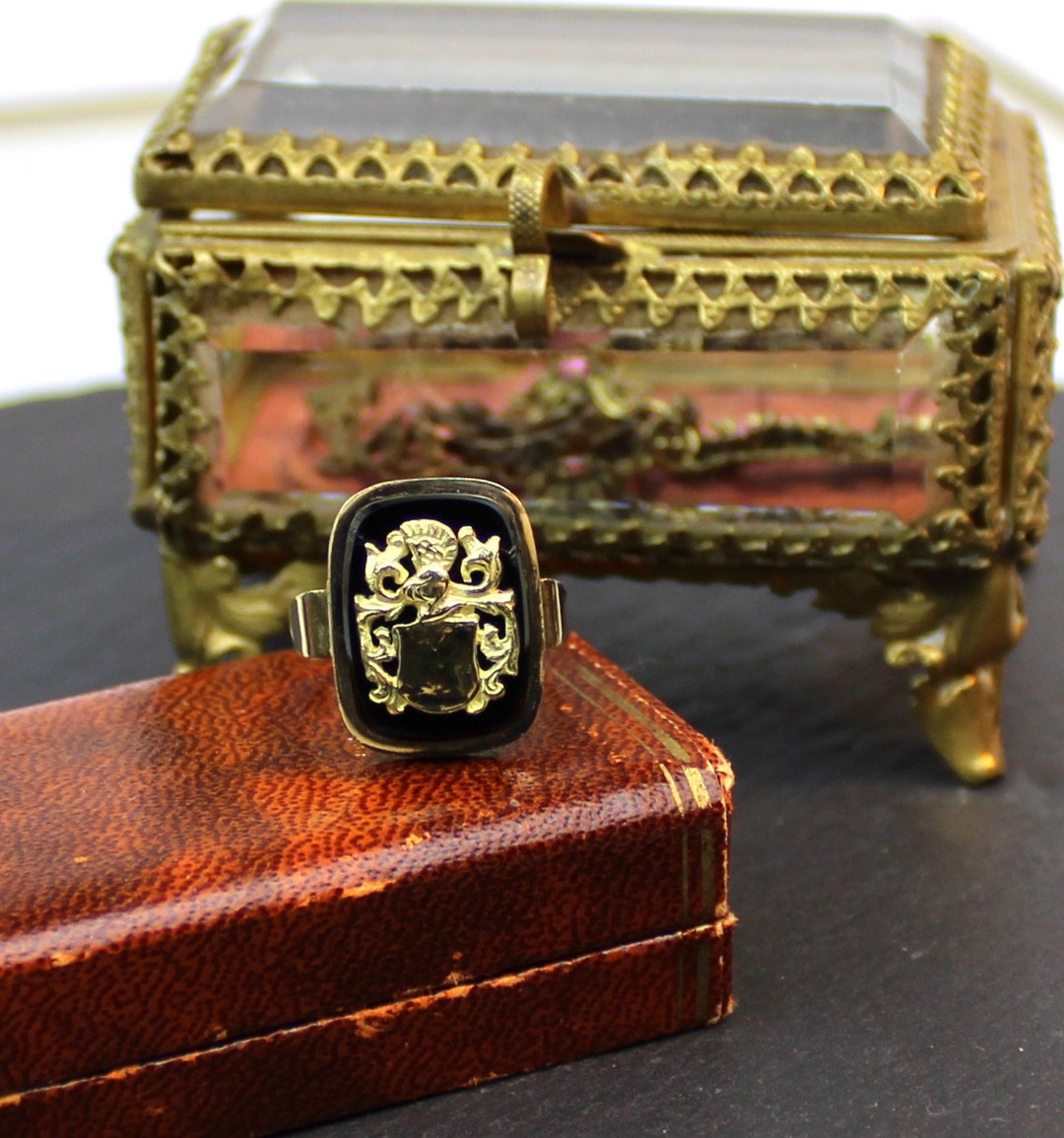 Vintage Signet Ring, Coat of Arms Ring, 14K Gold - Etsy