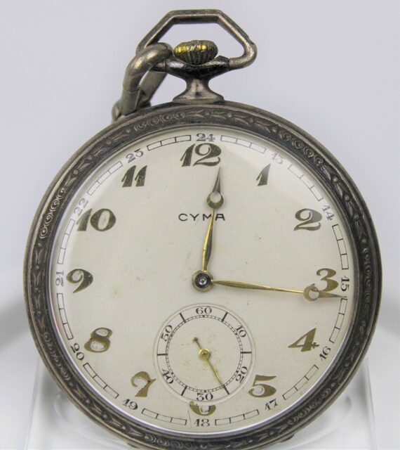 Antique Swiss Cyma Art Deco silver pocket watch, 1920… - Gem