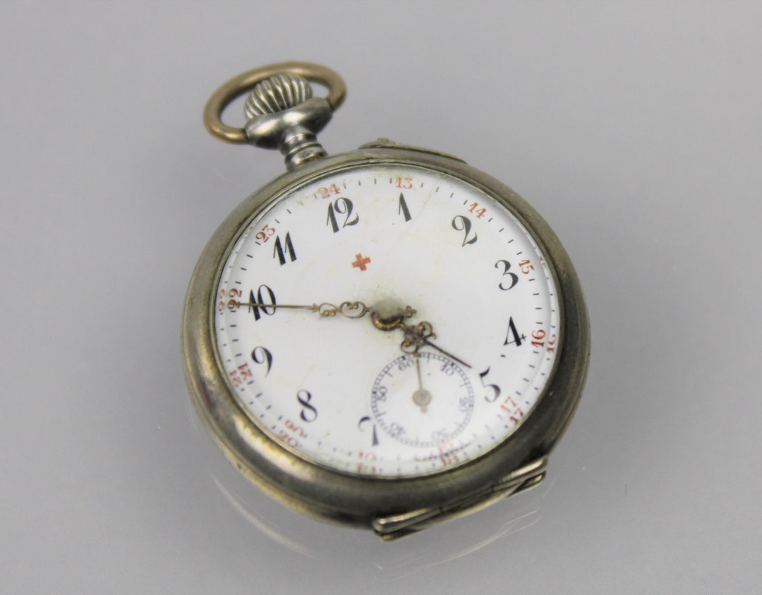 RARE Red Cross Women's Pocket Watch, Silver, Switzerland Around 1900 - Etsy