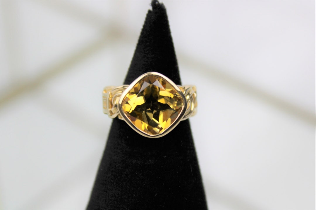 Rare Gold Ring by Laura Biagotti, 14 Ct. Gold With Large Citrine - Etsy
