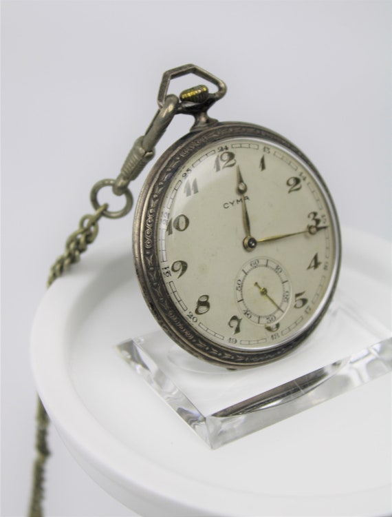 Antique Swiss Cyma Art Deco silver pocket watch, 1920… - Gem