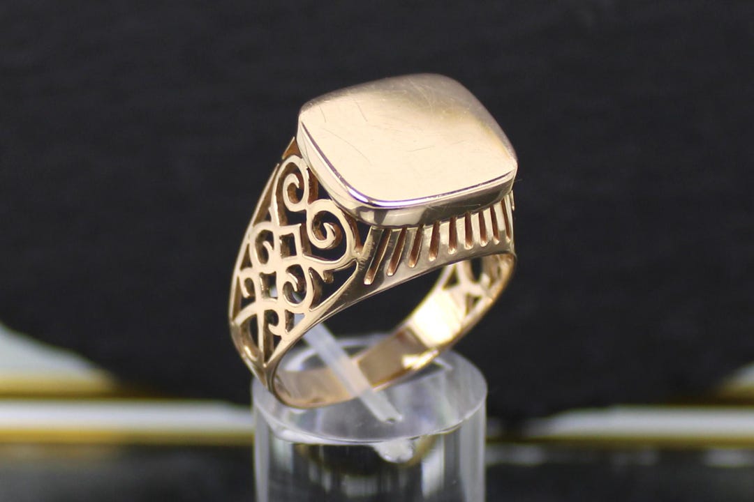 Solid Men's Ring, Signet Ring, USSR, Russia, 583 Red Gold - Etsy