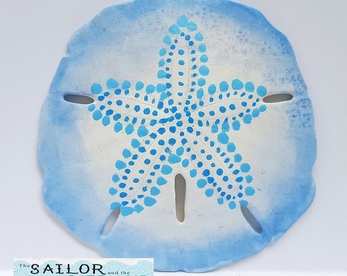 Real Sand Dollar, Hand Painted Sand Dollar, Blue Watercolor Ombre ...