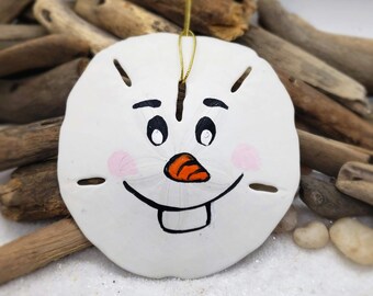 Hand Painted Winking Snowman Face Florida Natural Sand Dollar | Etsy