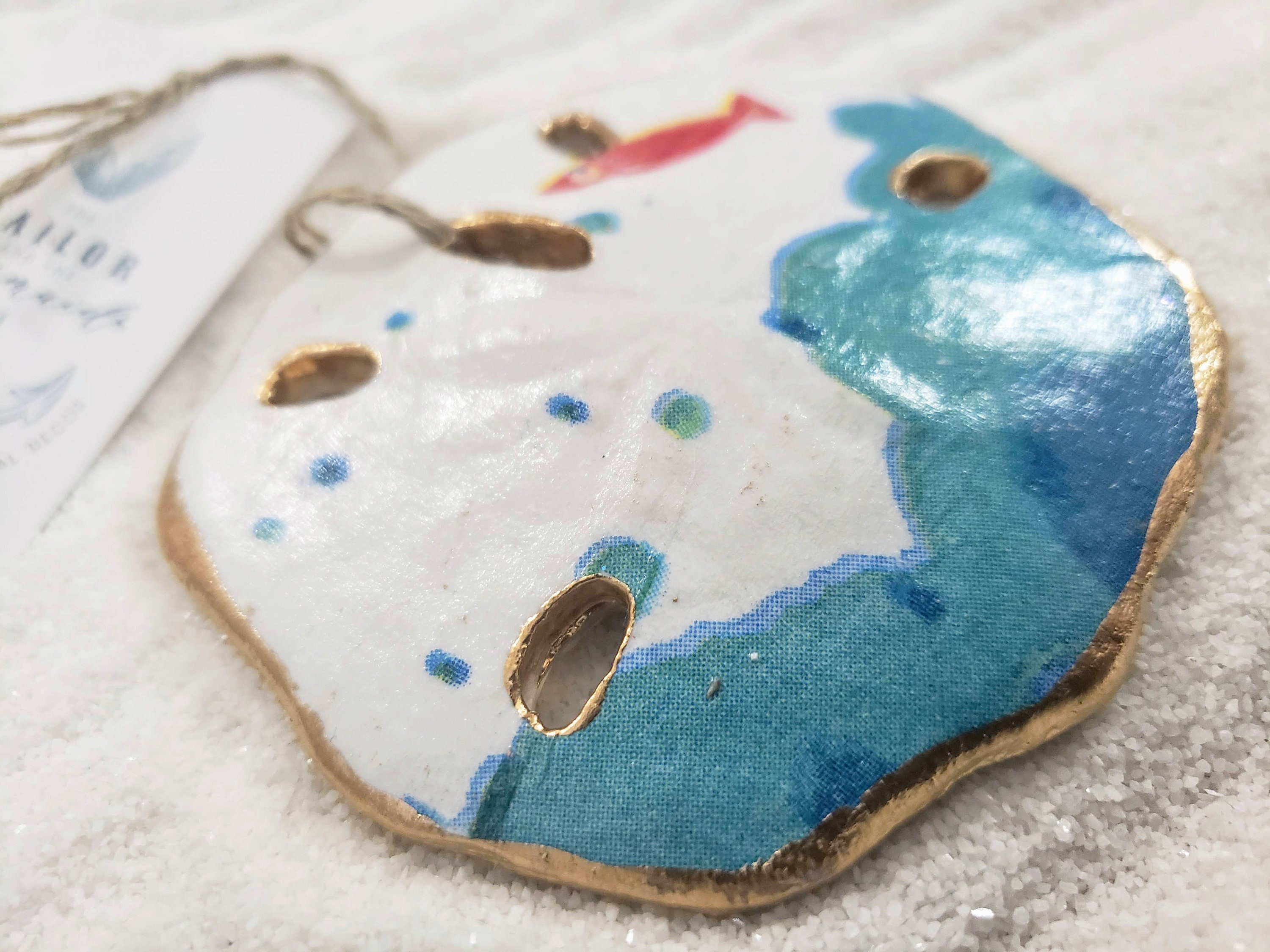 Decoupage Whimsical Fish Leaping Out of Water Sand Dollar | Etsy