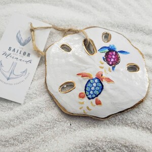 Christmas Decoupage Baby Sea Turtles Sand Dollar Ornament, Ceramic ...