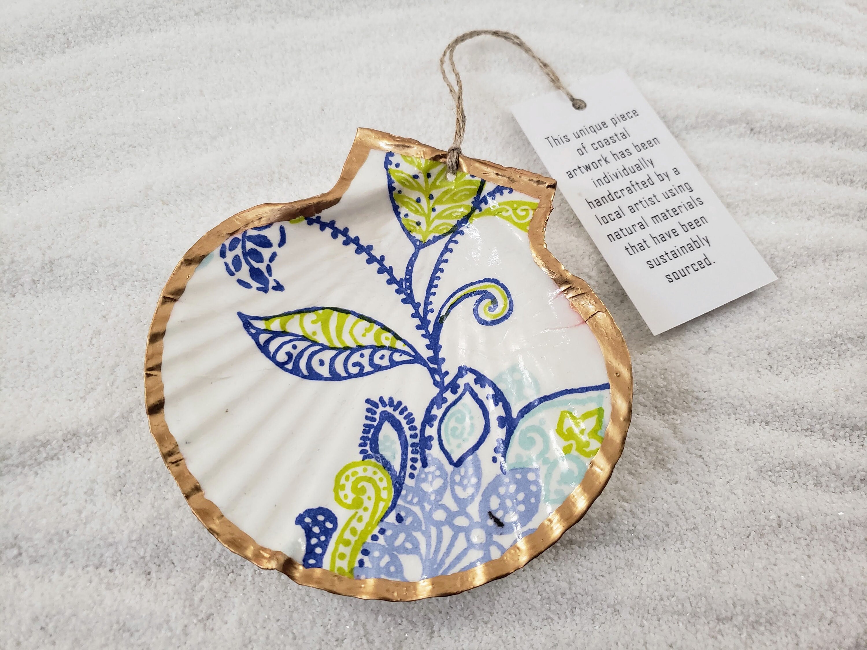 Decoupage Scallop Shell Ornament Trinket Ring Dish, Large English ...