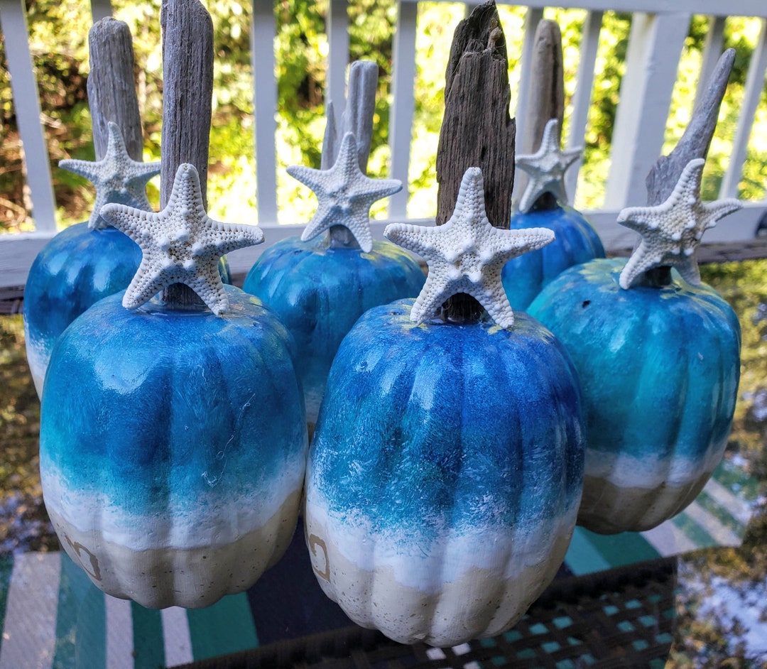 Coastal Pumpkin THANKSGIVING Decor, Ready to Ship, Beachy Thanksgiving ...