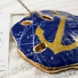 Decoupage Compass and Anchor Sand Dollar Ornament, Ceramic Resin Sand ...