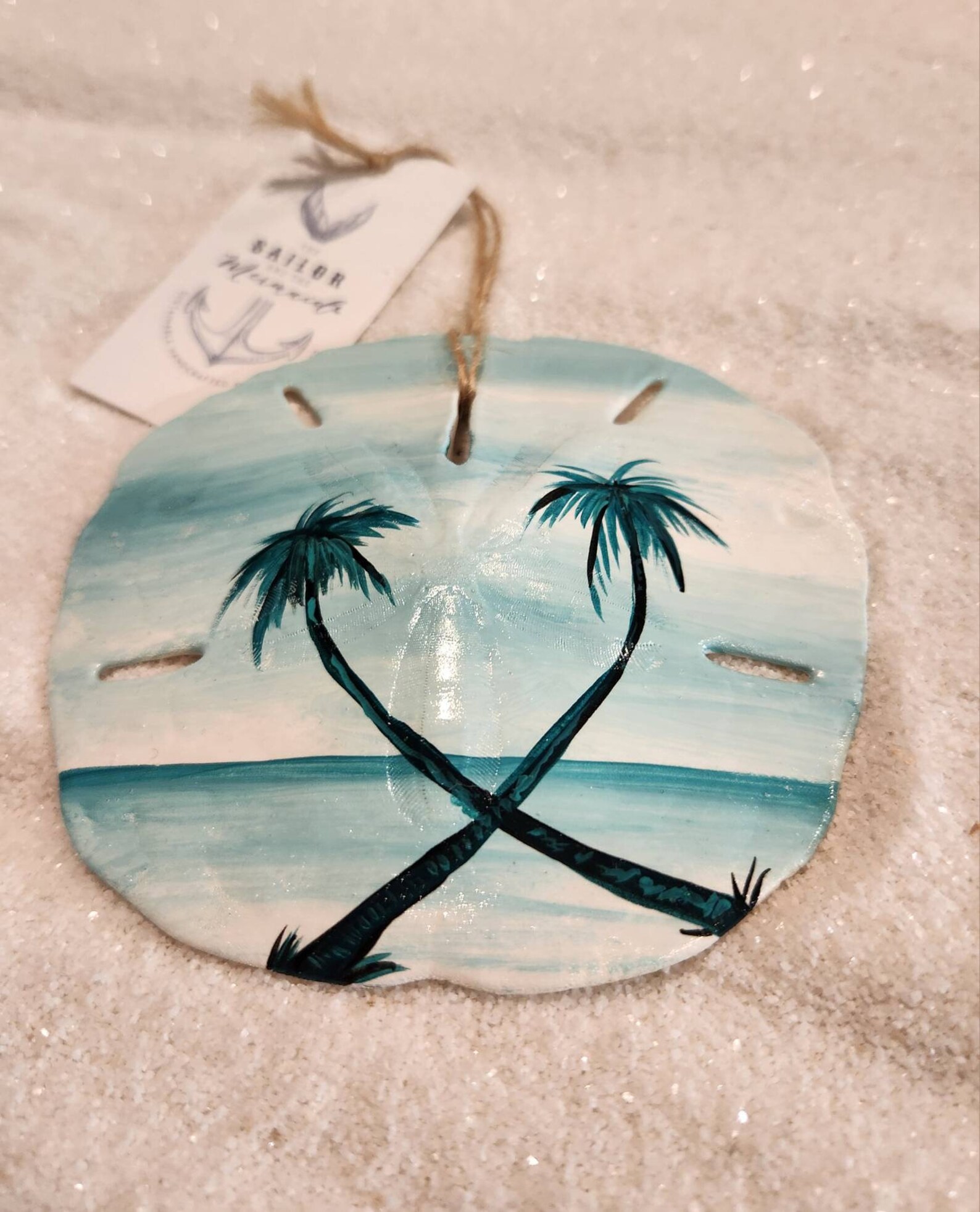 Hand Painted Sand Dollar Ornament, Sand Dollar Ornament Featuring Jade ...