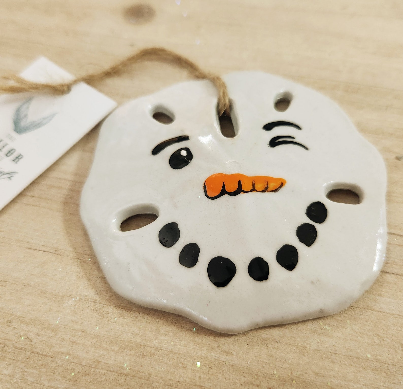 Hand Painted Winking Snowman Face Natural Florida Sand Dollar - Etsy