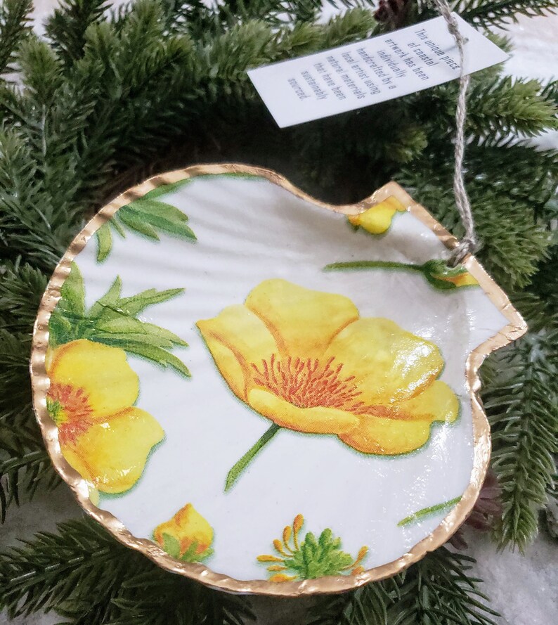 Decoupage Real Scallop Shell Ornament Handcrafted Decoupage - Etsy