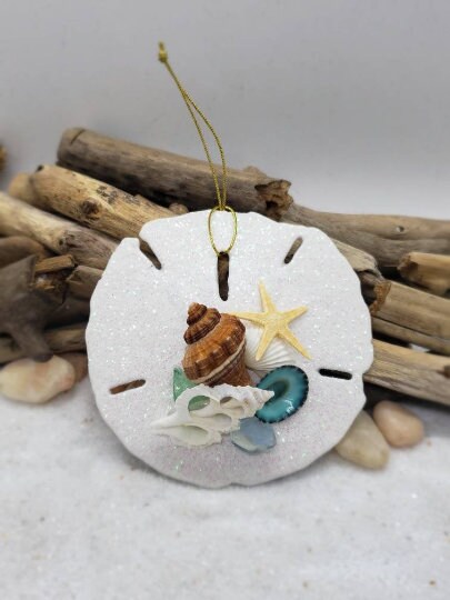 Coastal Christmas Ornament Shell Embellished Natural Florida | Etsy