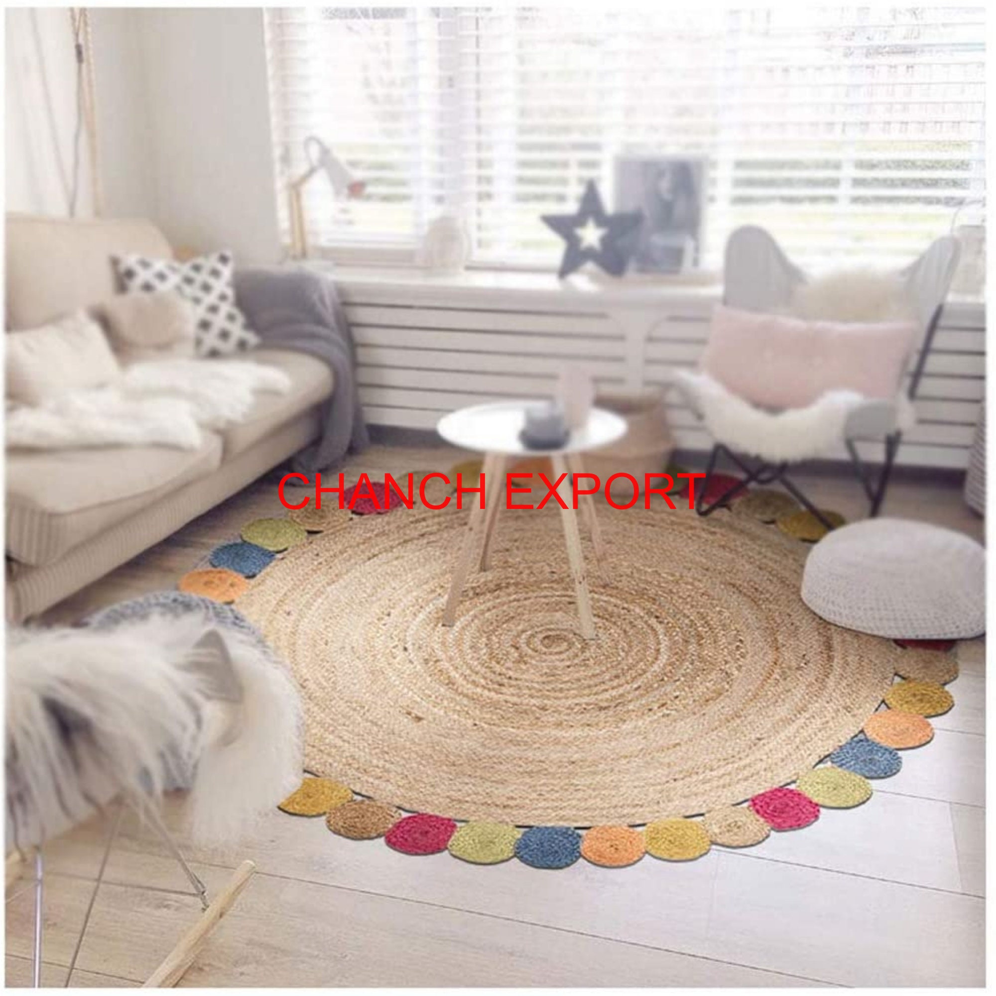 Natural Cotton Jute Rug Round Jute Rug for Floor and Kitchen - Etsy