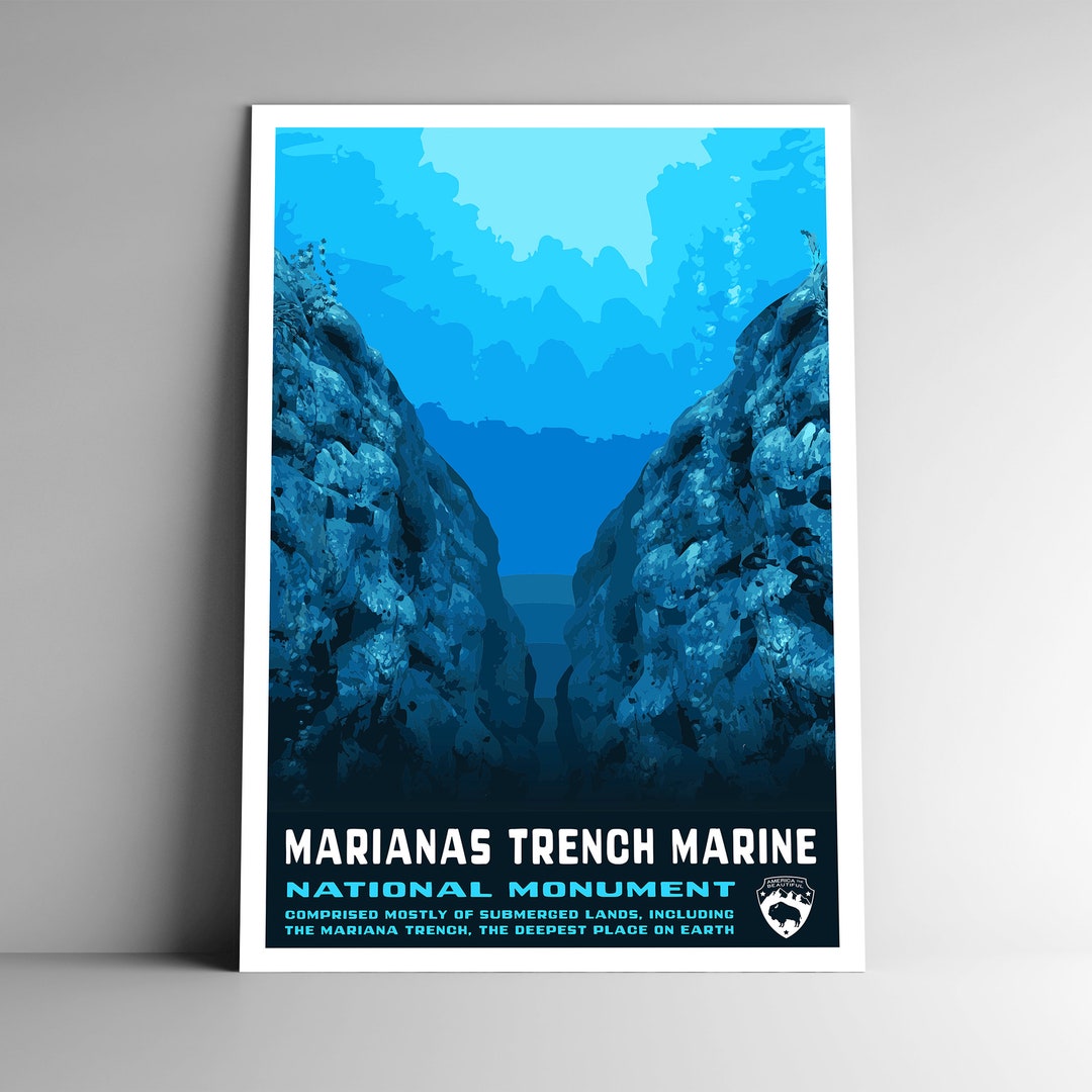 Marianas Trench Marine National Monument WPA Style Vintage-style Travel ...