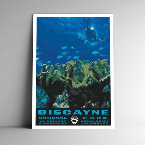 Biscayne Poster Biscayne National Park Print Manatee Poster - Etsy