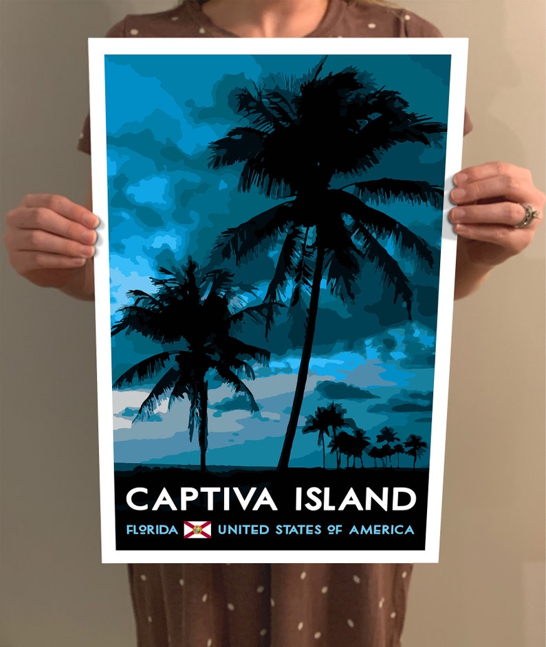 Captiva Island Florida Travel Poster – Vintage WPA Style Art Print - Etsy