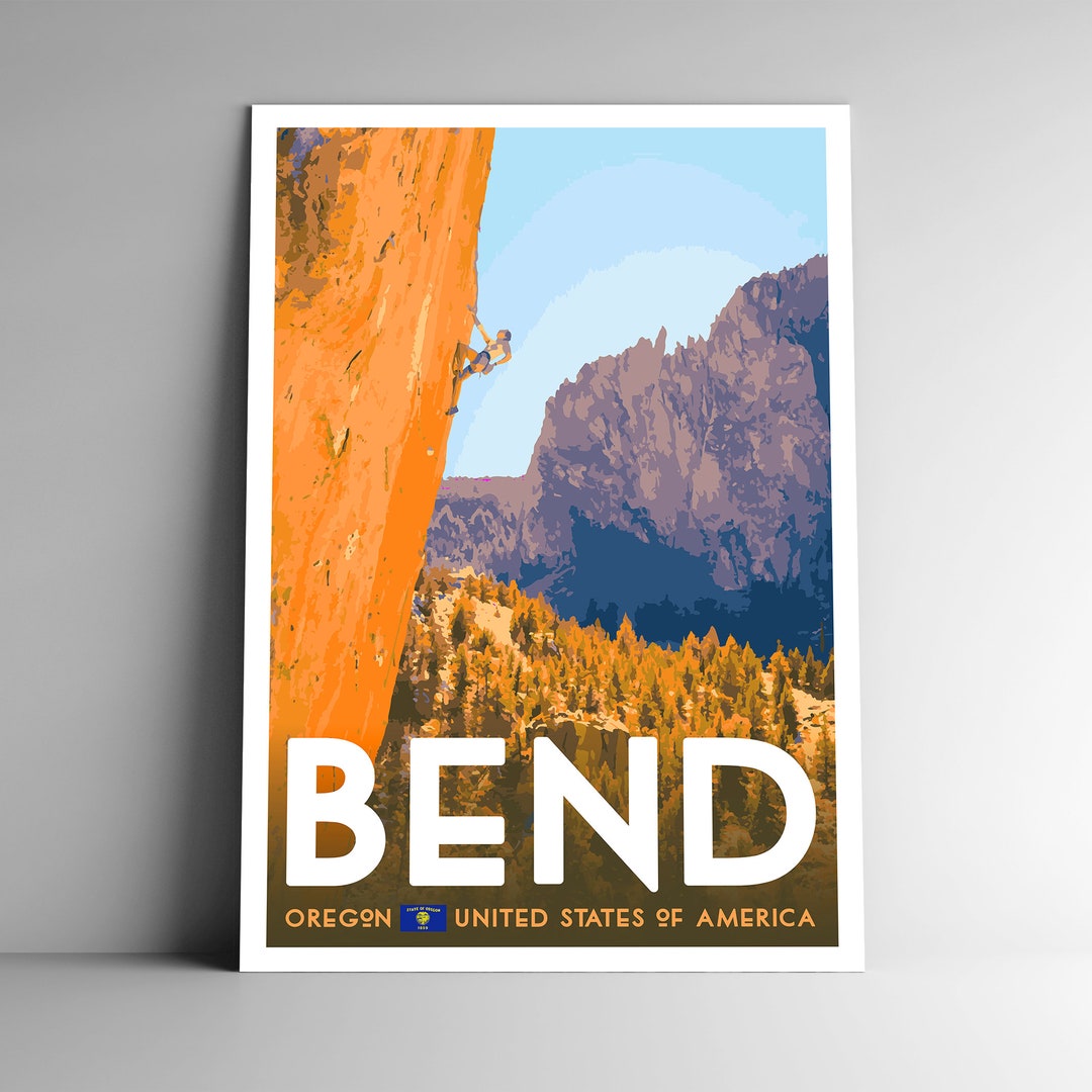 Bend Oregon Vintage-style Travel Poster- 8x10 - 12x18 - 18x24 - 24x36 ...