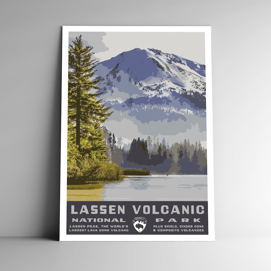 Lassen Volcanic National Park Vintage-style Travel Poster / Postcard ...