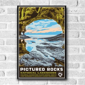 Pictured Rocks National Lakeshore Vintage-style Travel Poster - 8x10 ...