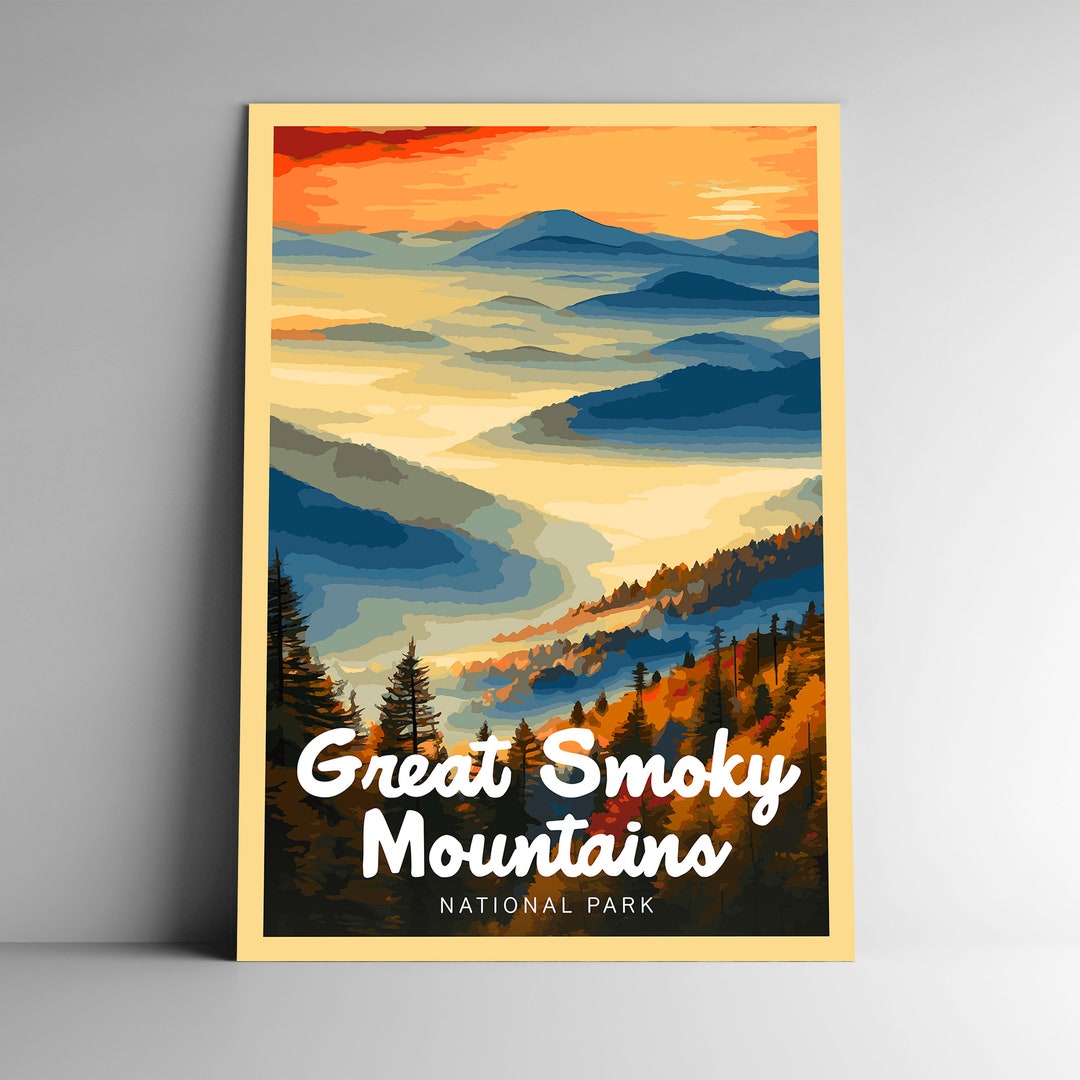 Great Smoky Mountains National Park Vintage-style Travel Poster ...