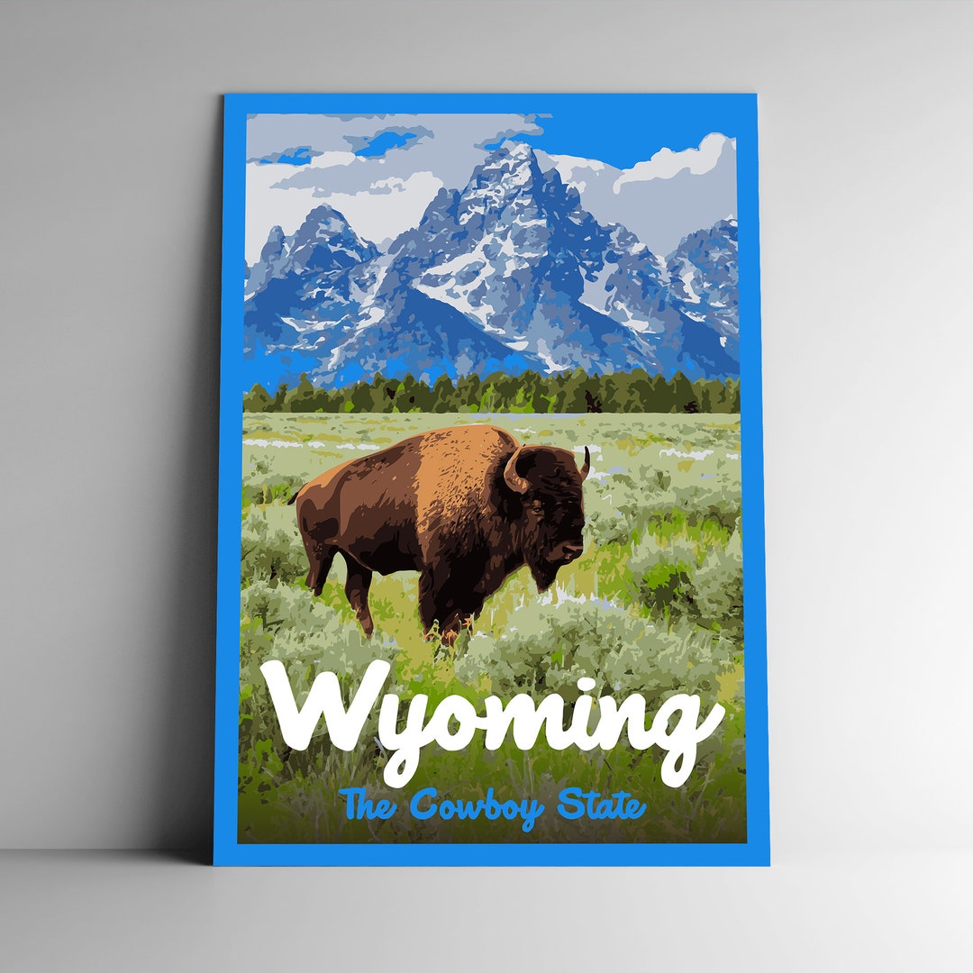 Wyoming: the Cowboy State Vintage-style Travel Poster / Postcard ...