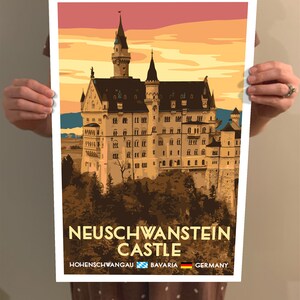 Neuschwanstein Castle Art Print – Bavaria Germany Travel Poster, WPA ...