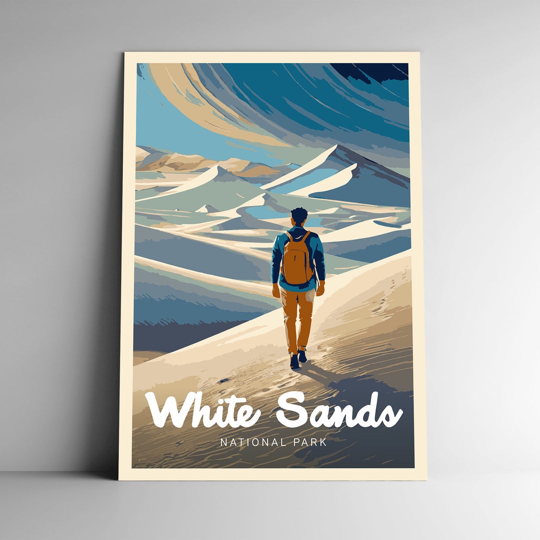 White Sands National Park Vintage-style Travel Poster / Postcard ...