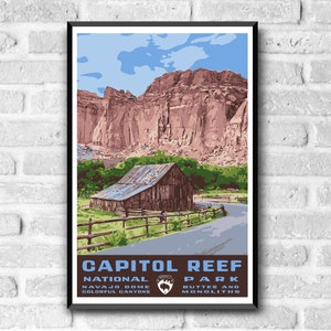 Capitol Reef National Park Vintage-style Travel Poster / Postcard ...