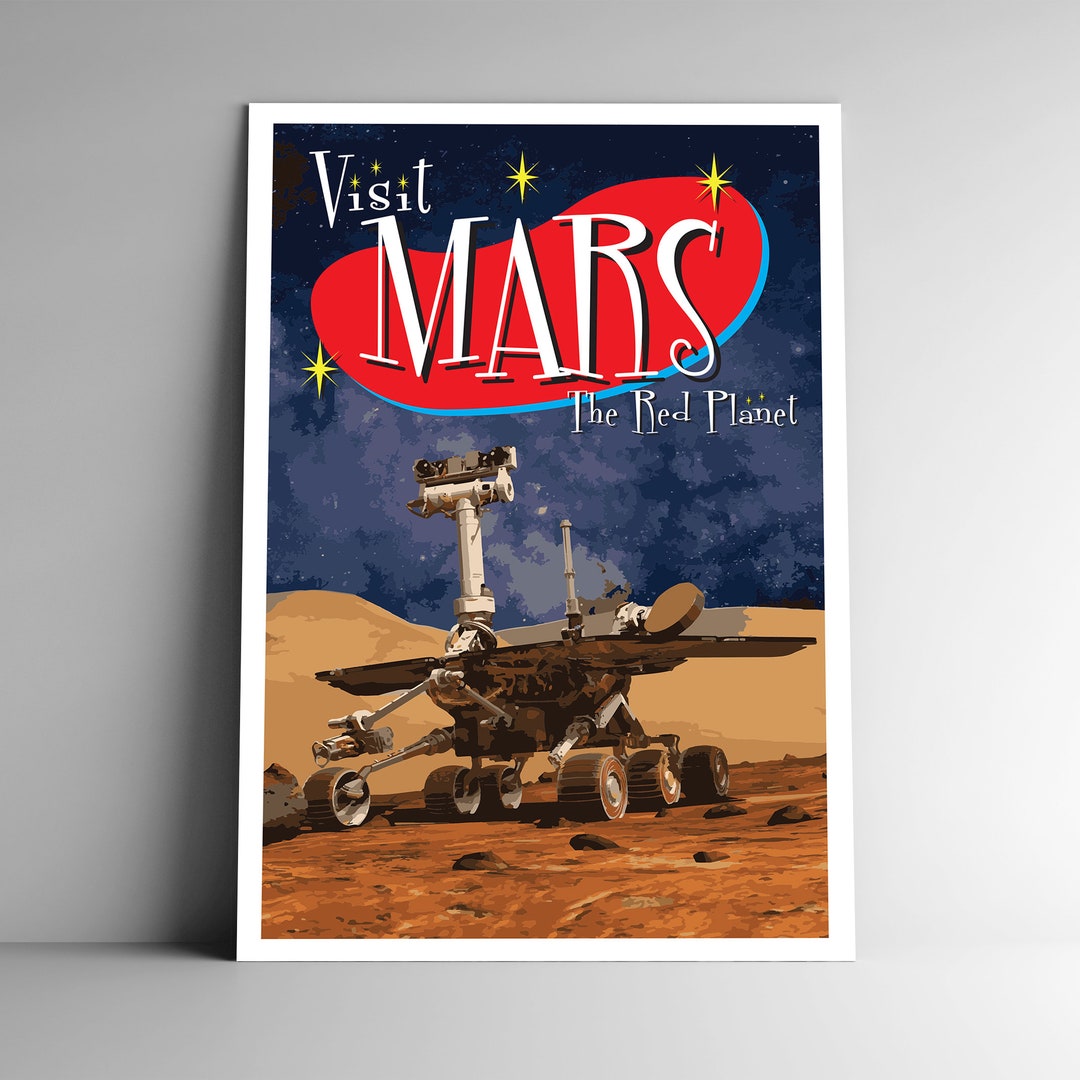 Visit Mars 1950s Retro Style Travel Poster - 8x10 - 12x18 - 18x24 ...