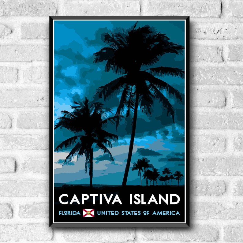 Captiva Island Florida Travel Poster – Vintage WPA Style Art Print - Etsy