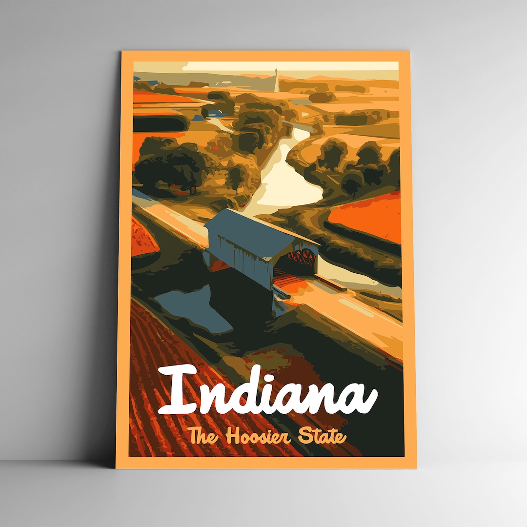 Indiana: the Hoosier State Vintage-style Travel Poster / Postcard ...