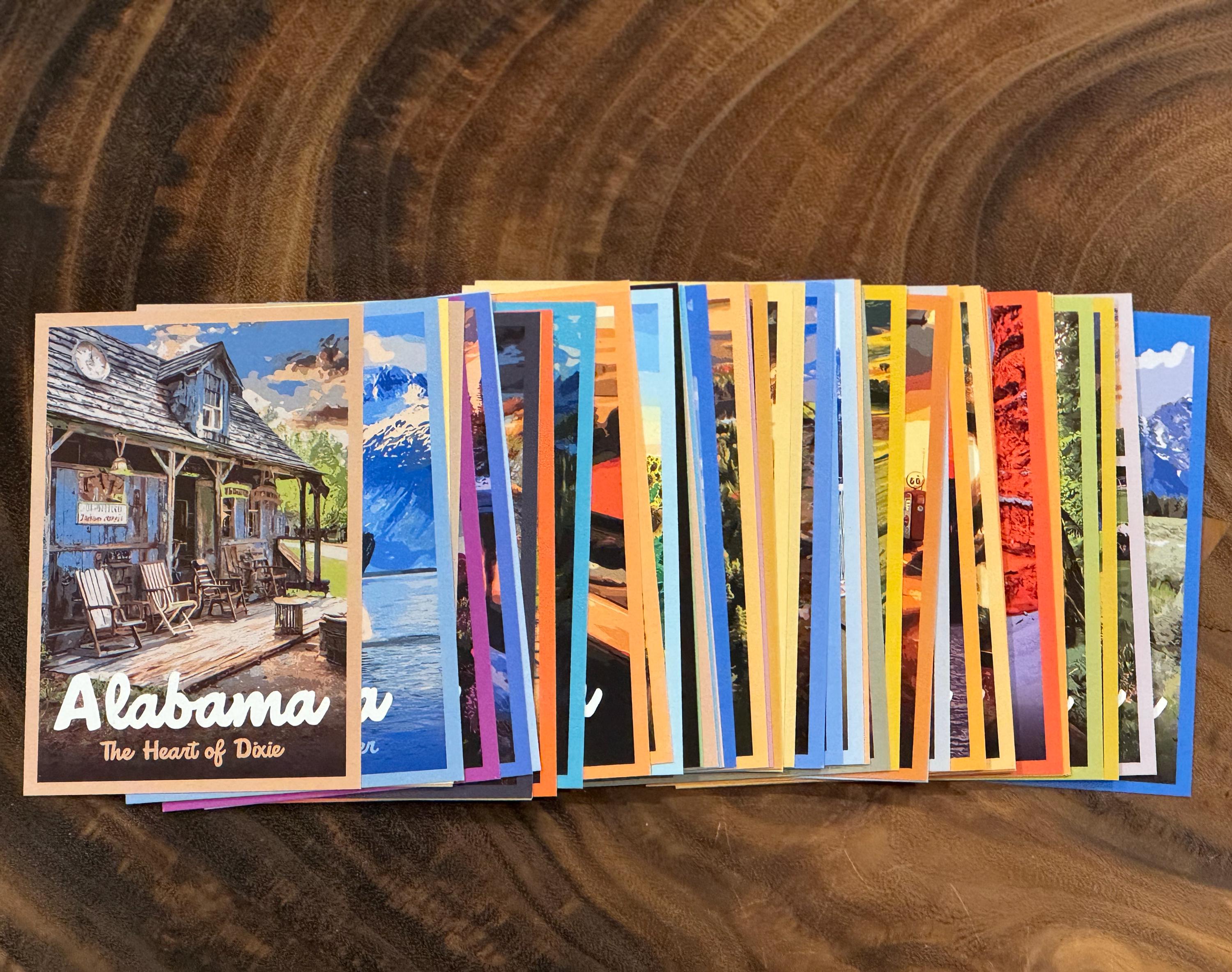 Fifty States Postcard Set – Retro Travel Art, Blank Back (4x6) - Etsy