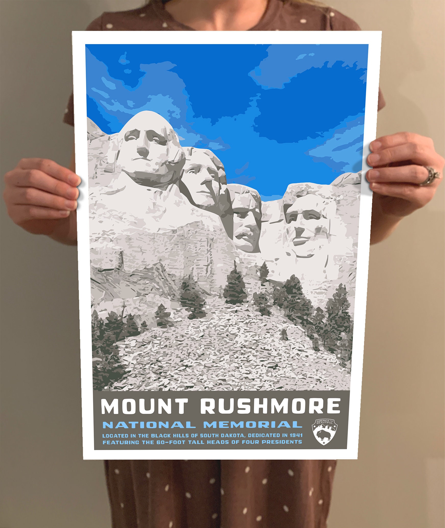 Mount Rushmore National Memorial Wpa-style Vintage-style - Etsy