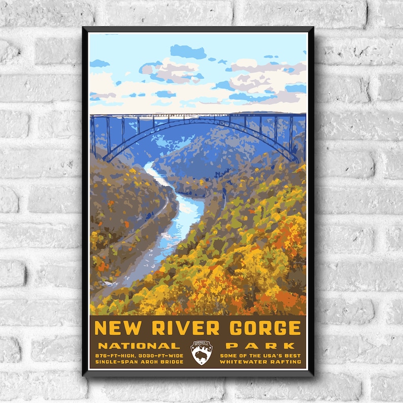 New River Gorge National Park Vintage-style Travel Poster / Postcard ...