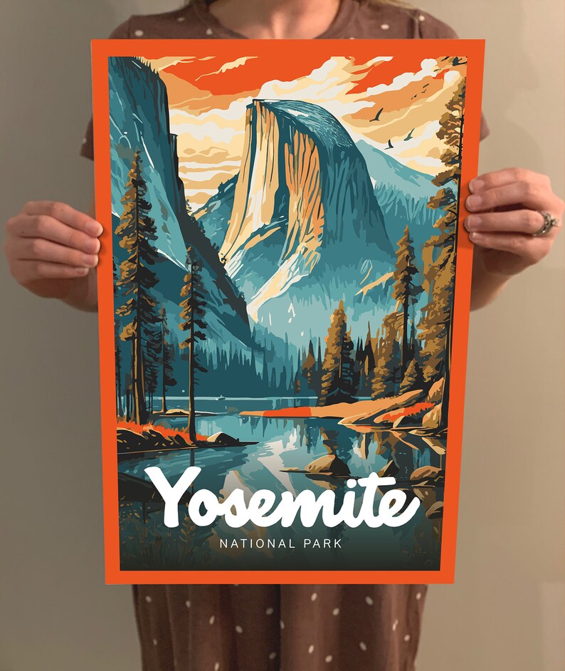 Yosemite National Park Vintage-style Travel Poster / Postcard / Sticker ...