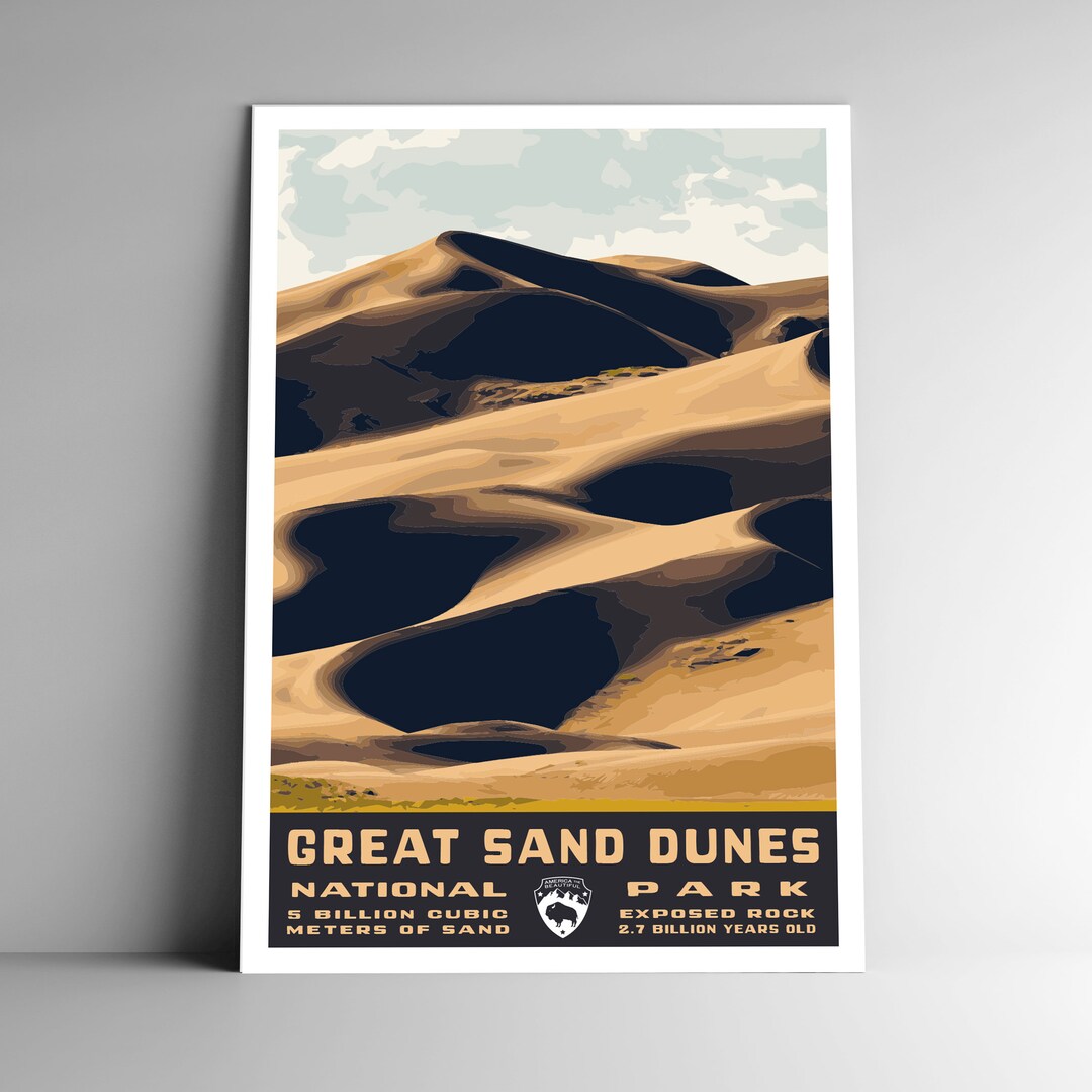 Great Sand Dunes National Park Poster, Colorado Retro Travel Art - Etsy