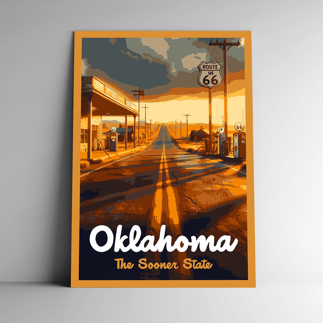 Oklahoma Route 66 Travel Poster: Vintage WPA Art Print - Etsy