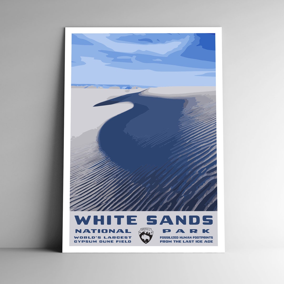 White Sands National Park Vintage-style Travel Poster / Postcard ...