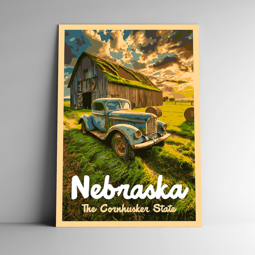 Nebraska: the Cornhusker State Vintage-style Travel Poster / Postcard ...