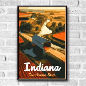 Indiana: the Hoosier State Vintage-style Travel Poster / Postcard ...