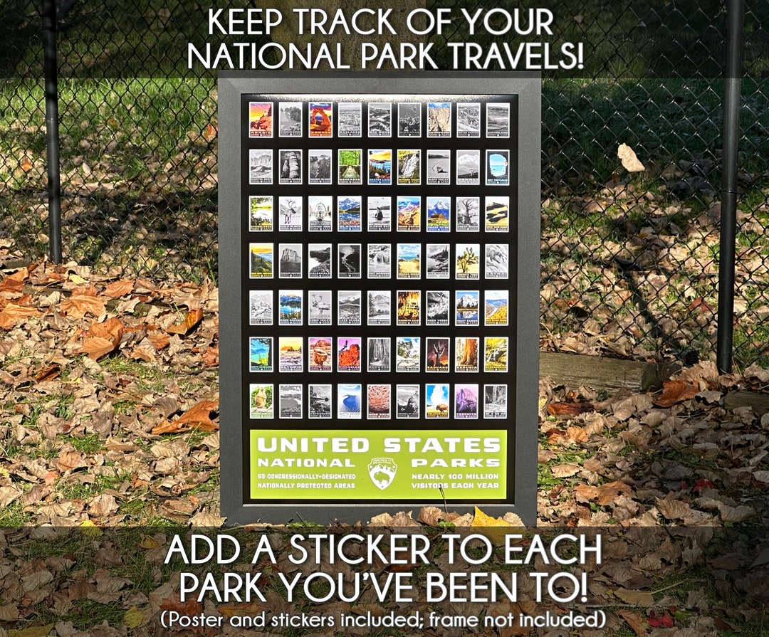 USA National Parks Poster With Stickers, Travel Tracker (24x36) - Etsy