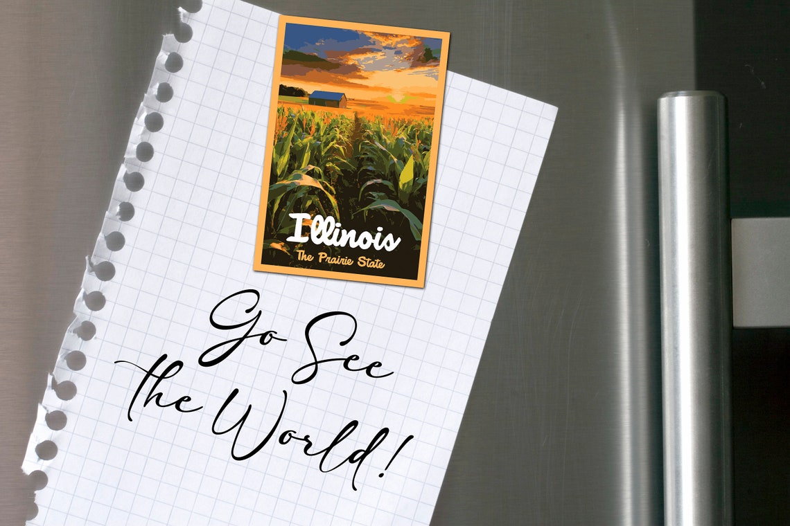 Illinois: the Prairie State Vintage-style Travel Poster / Postcard ...