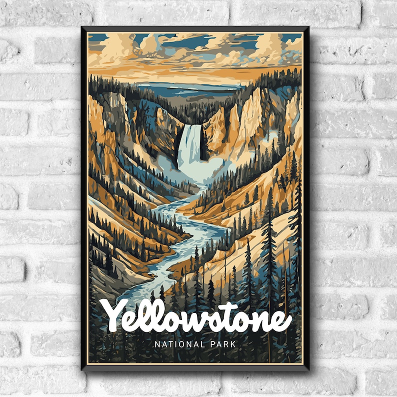 Yellowstone National Park Vintage-style Travel Poster / Postcard ...