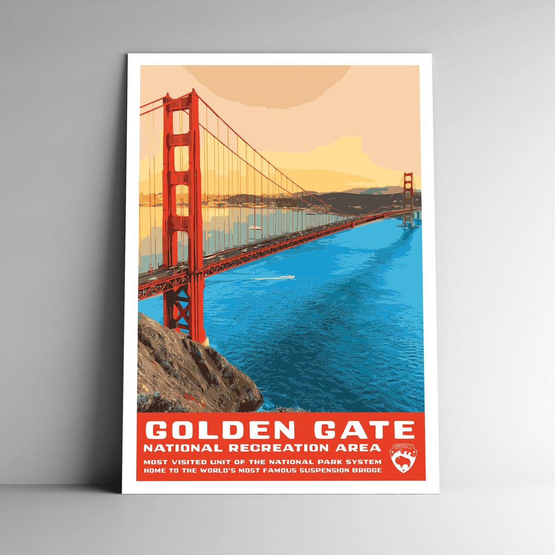 Golden Gate Bridge Art Print – Vintage Style San Francisco Travel ...