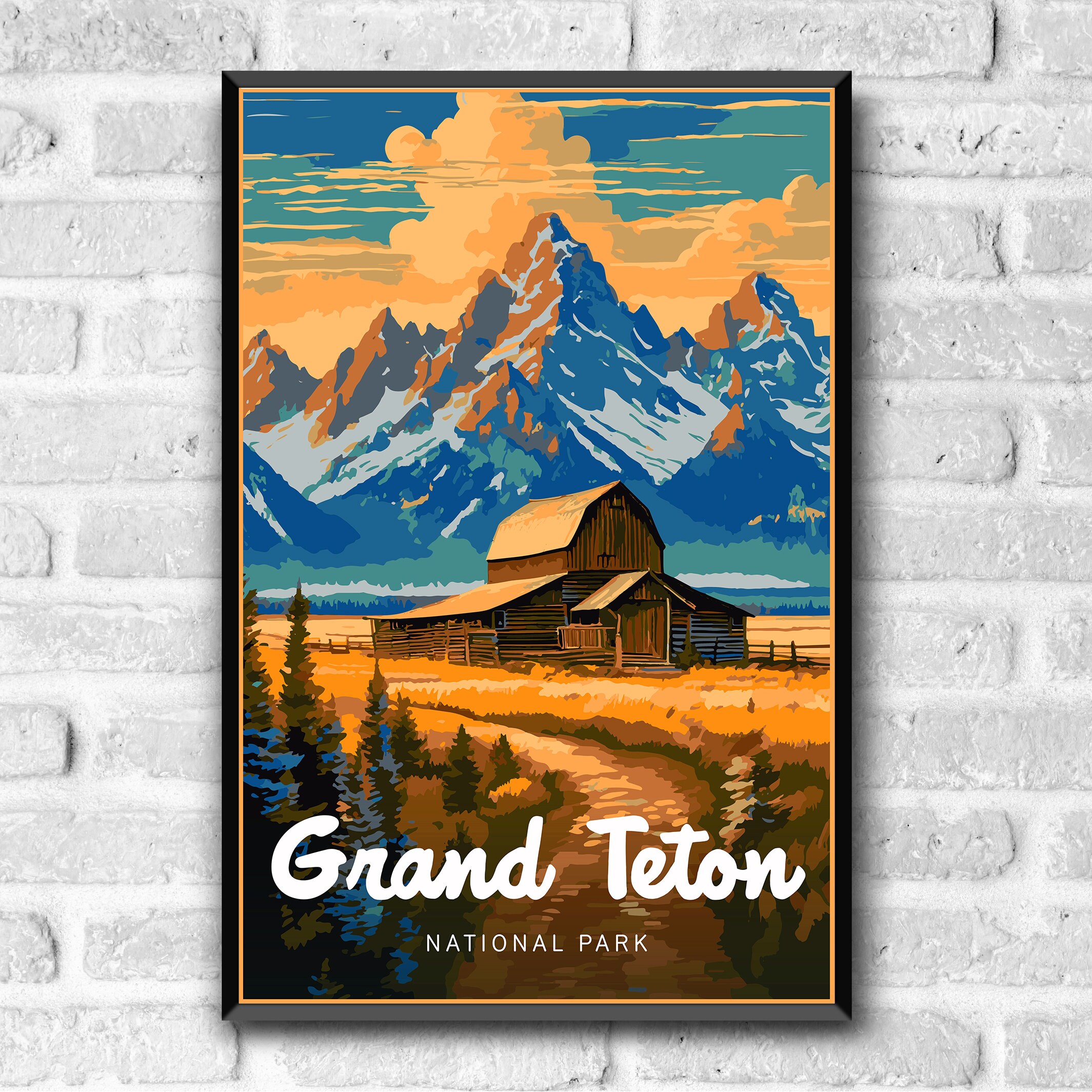 Grand Teton National Park Vintage-style Travel Poster / Postcard ...