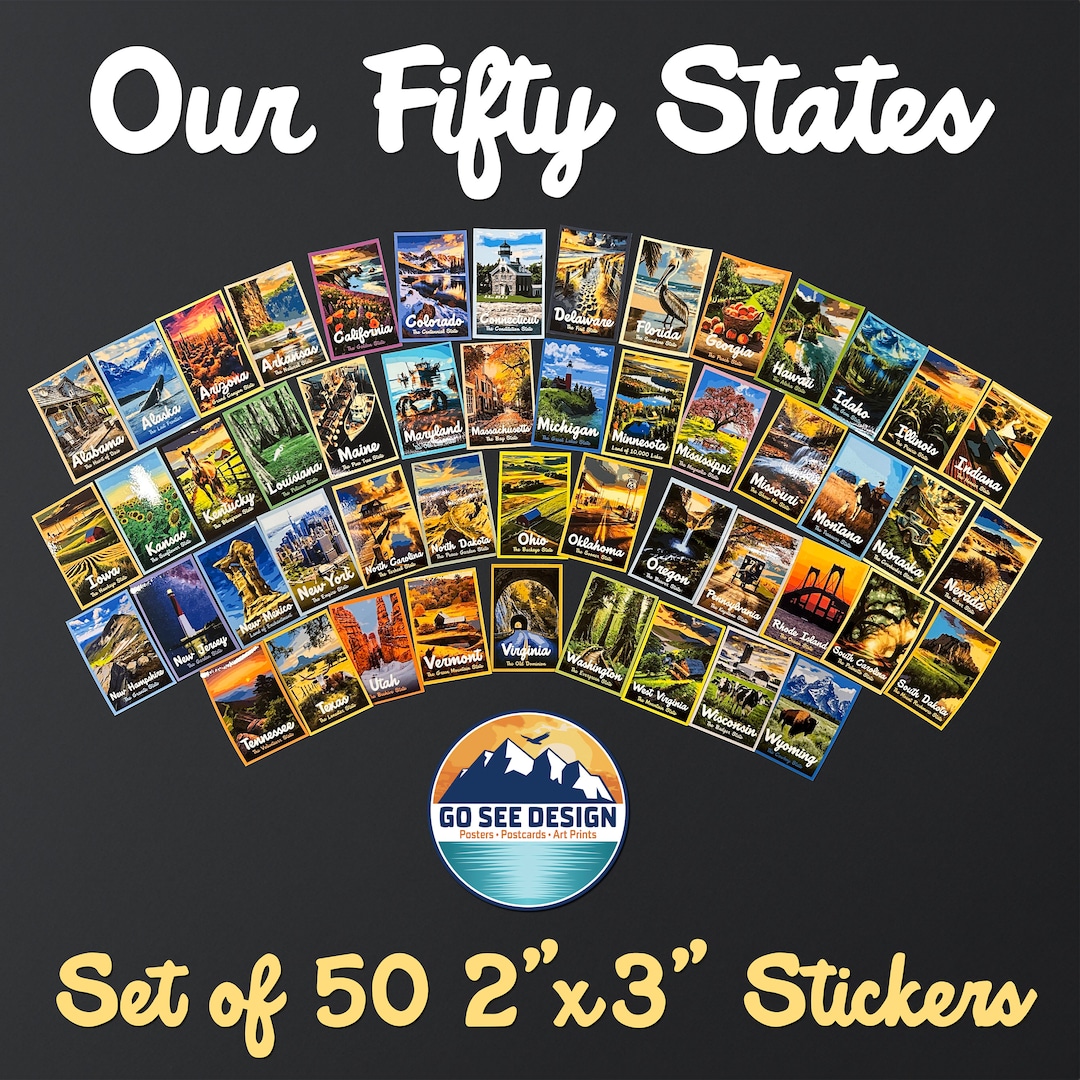 Our Fifty States Stickers - Complete Set of All 50 United States ...
