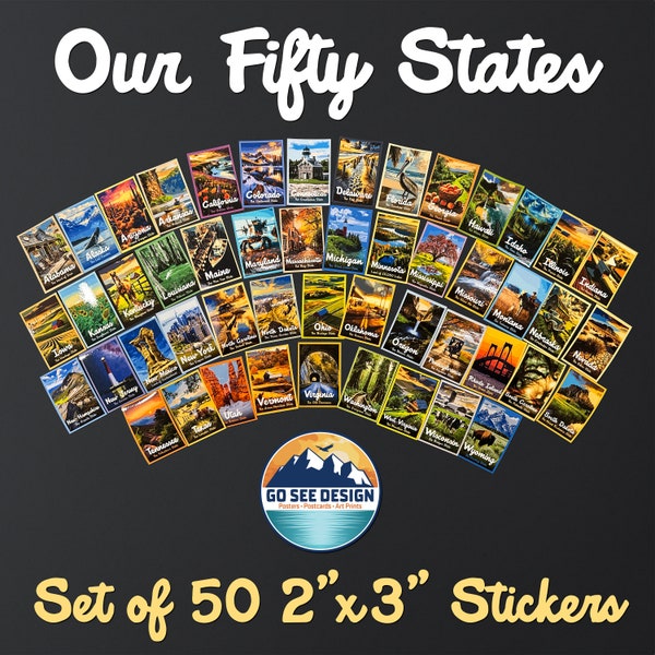 Us States Stickers 50 Vinyl - Etsy