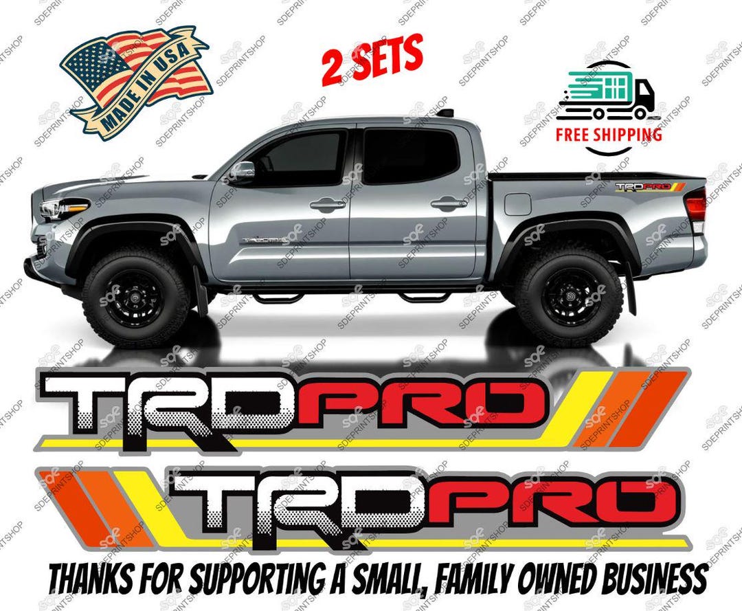 Set of 2 Vintage Tri-color TRD Pro Bedside Decal for Tacoma Enthusiasts ...