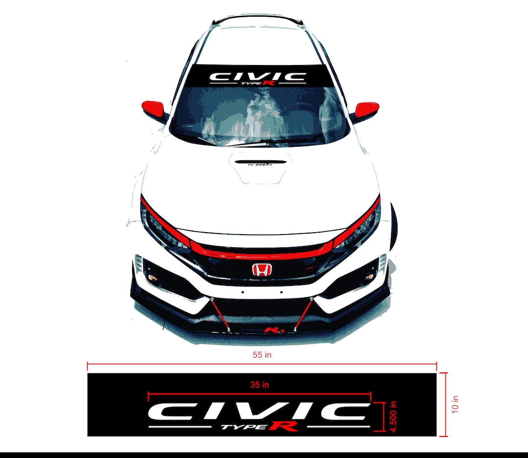 Personalized Honda Civic Type R Windshield Banner - Custom Car Decal 55 ...